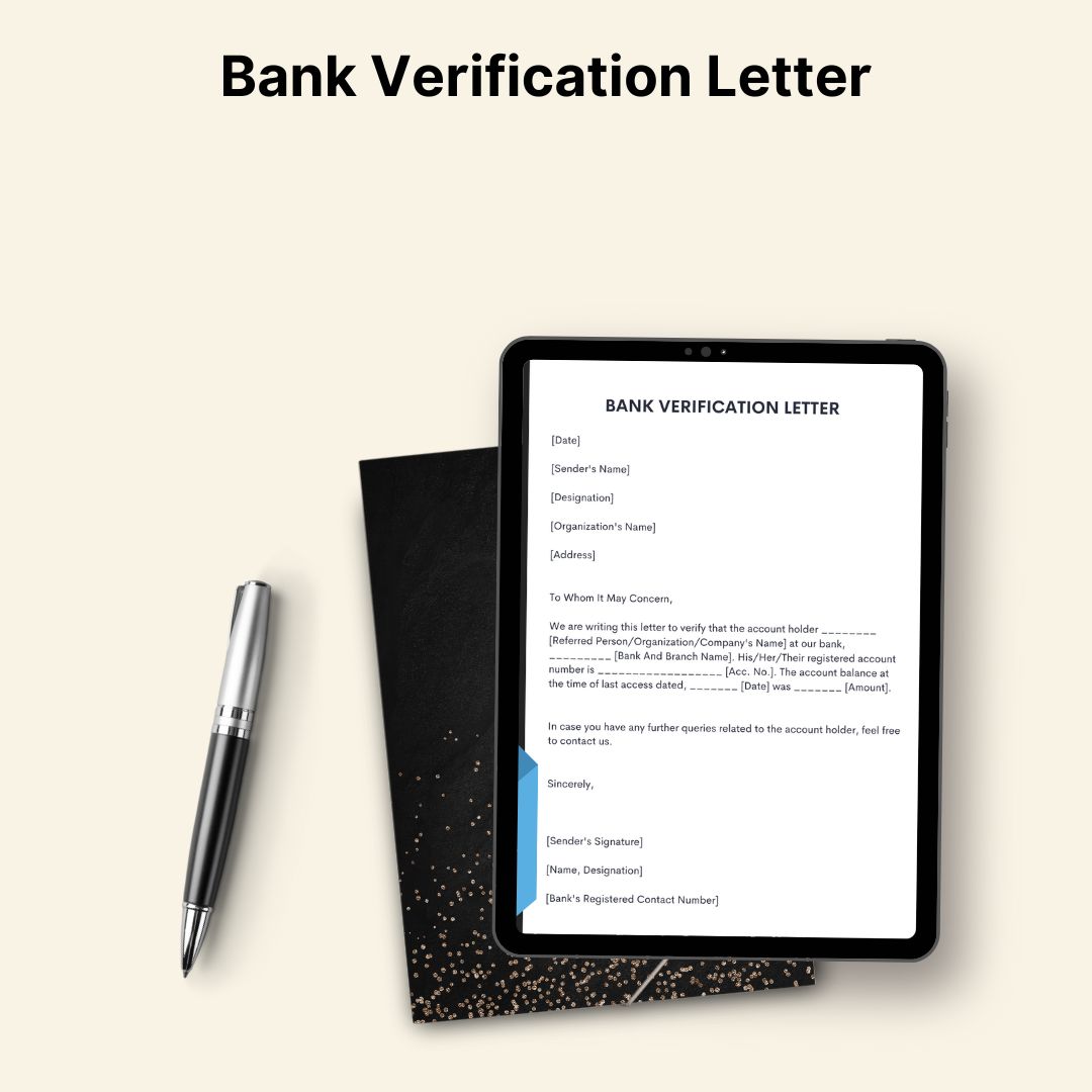 Bank Verification Letter Sample Template in Pdf & Word
