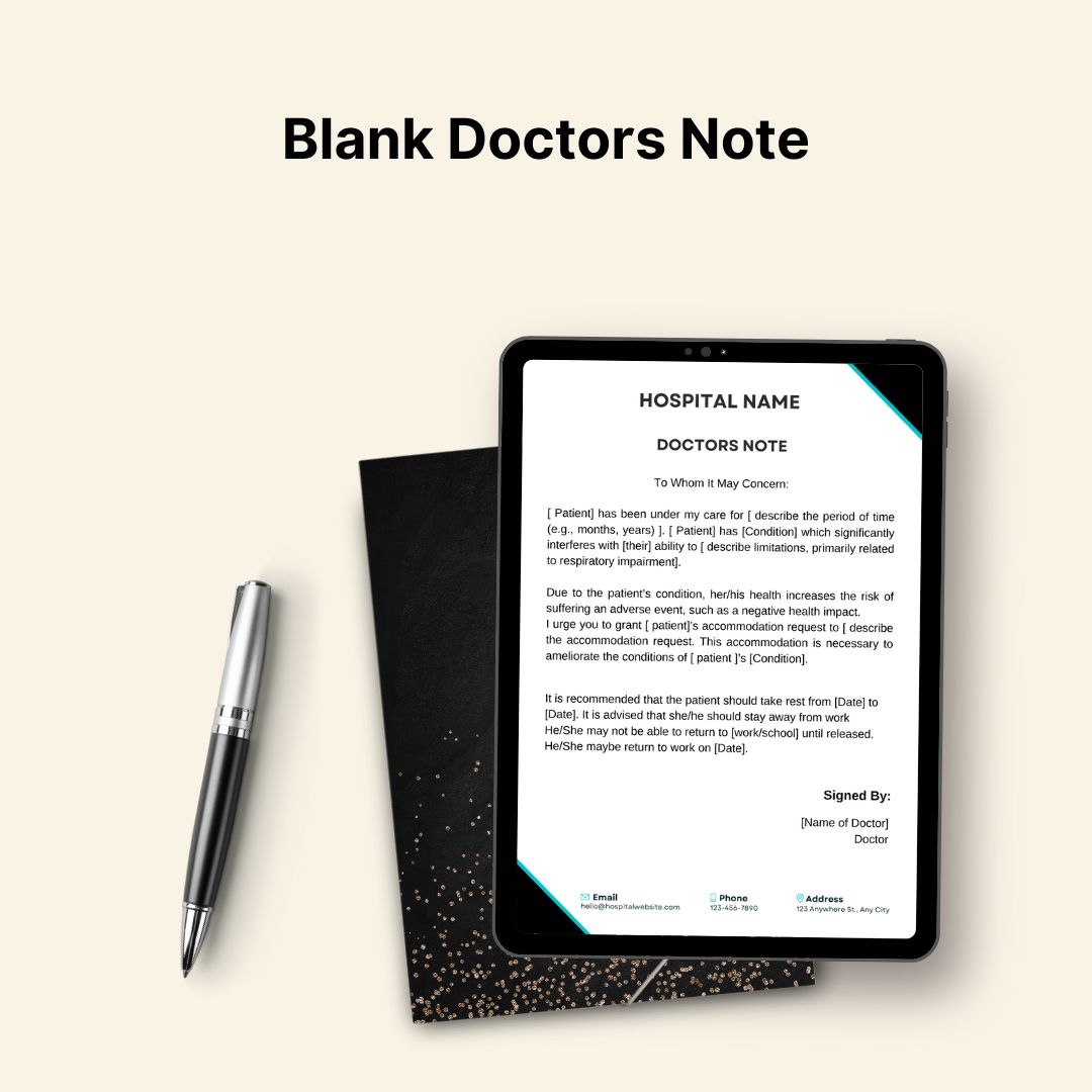 Blank Doctors Note Template Printable in PDF & Word