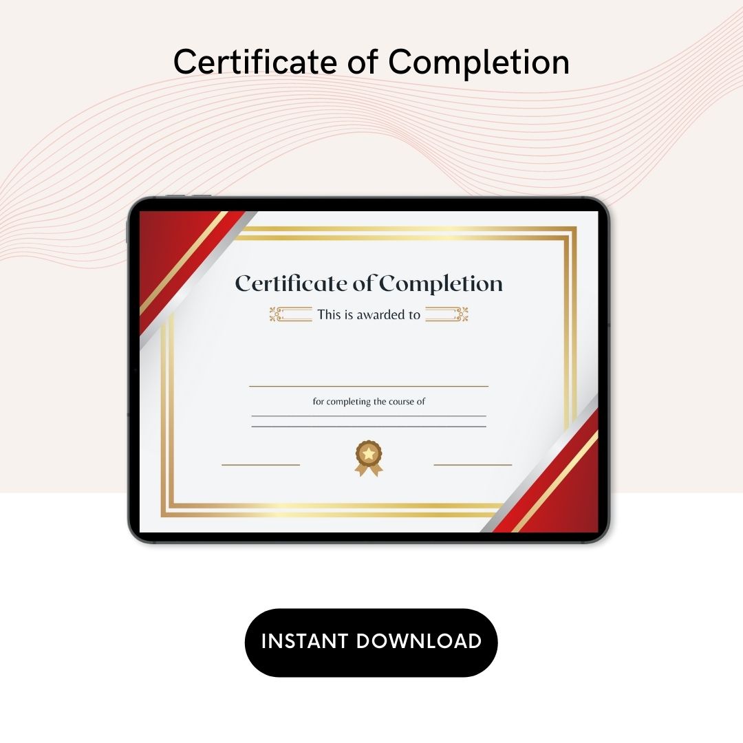 Certificate of Completion Blank Printable Template in PDF & Word