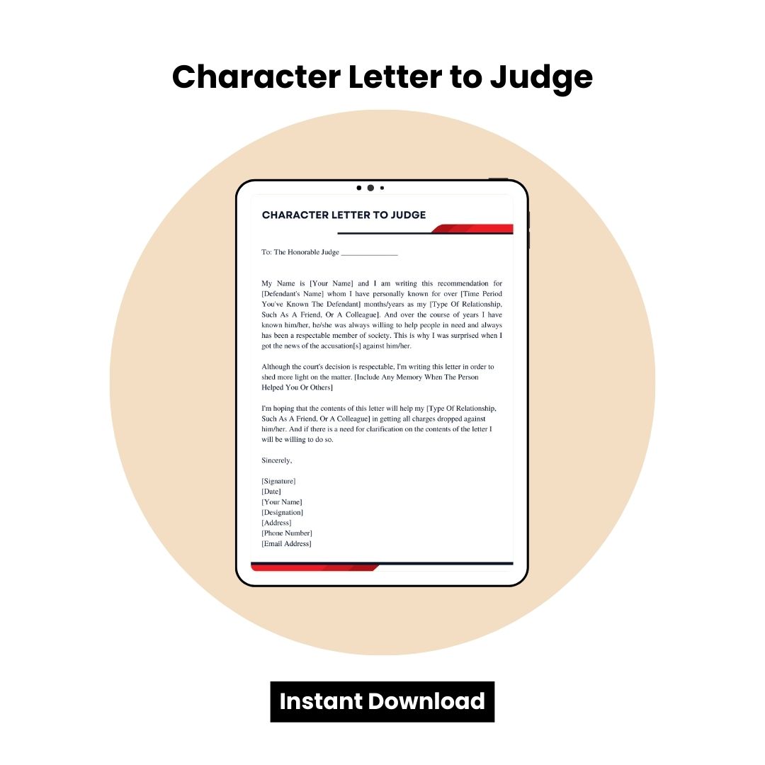 Character Letter to Judge Sample Template in Pdf & Word
