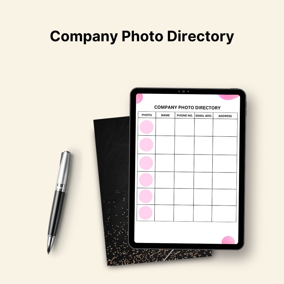 Company Photo Directory Template Printable in Pdf, Word & Excel