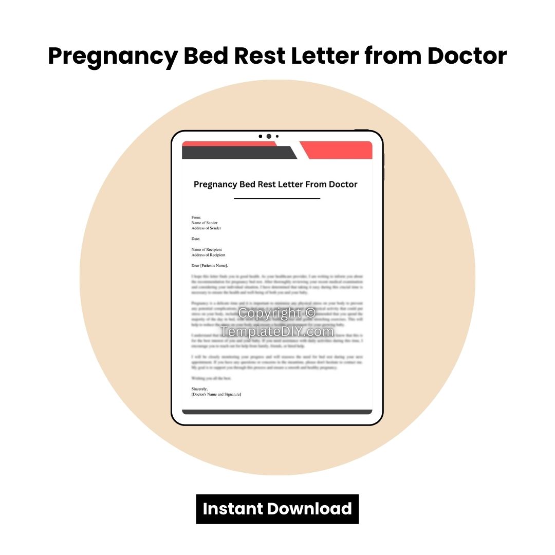 Pregnancy Bed Rest Letter from Doctor in Pdf and Word