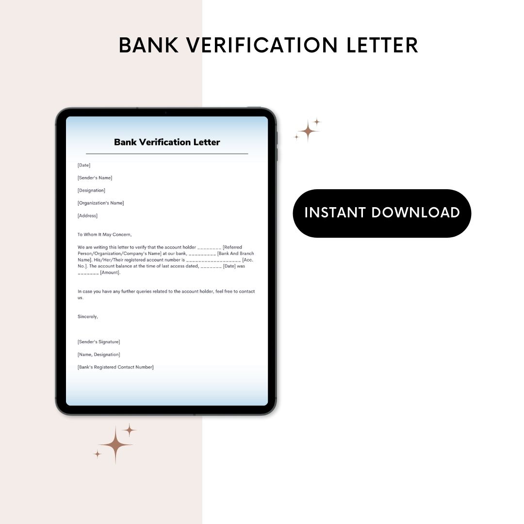 Bank Verification Letter Sample Template in Pdf & Word