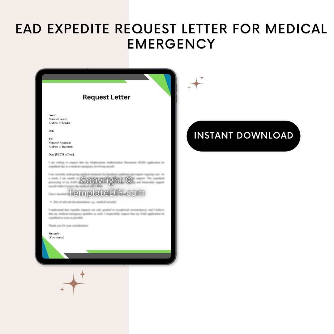 EAD Expedite Request Letter for Medical Emergency