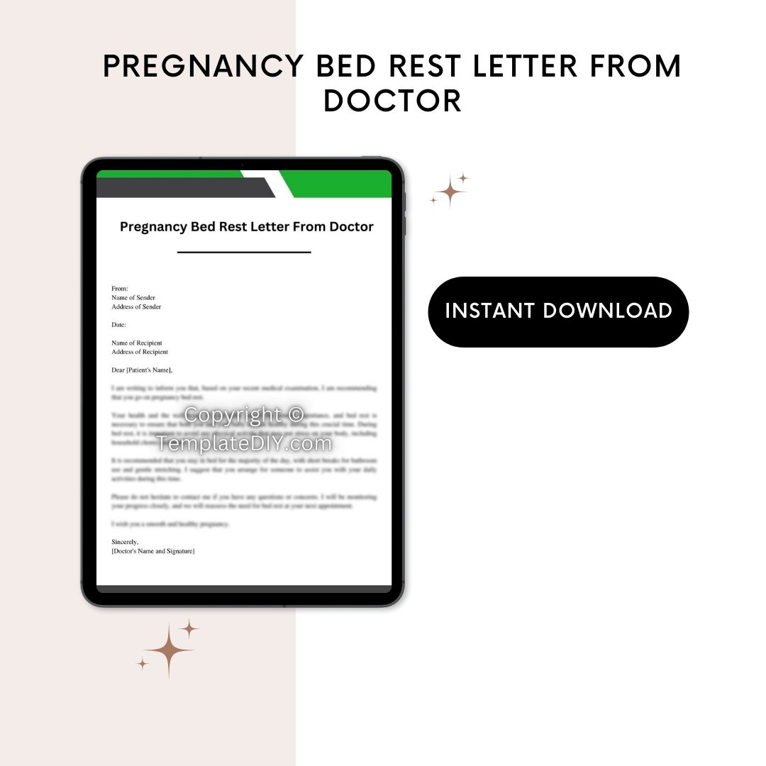 Pregnancy Bed Rest Letter from Doctor in Pdf and Word