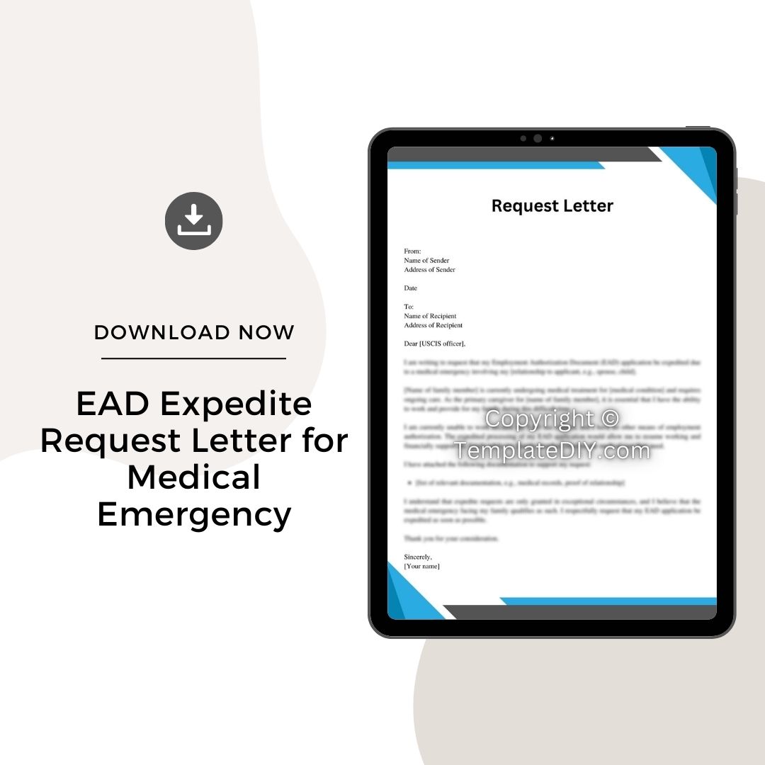 EAD Expedite Request Letter for Medical Emergency