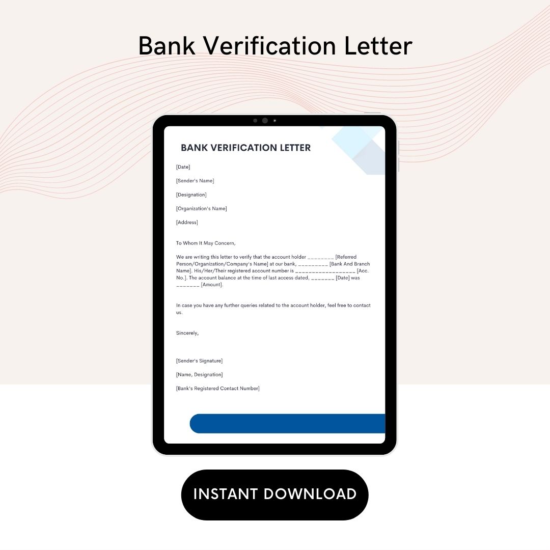 Bank Verification Letter Sample Template in Pdf & Word