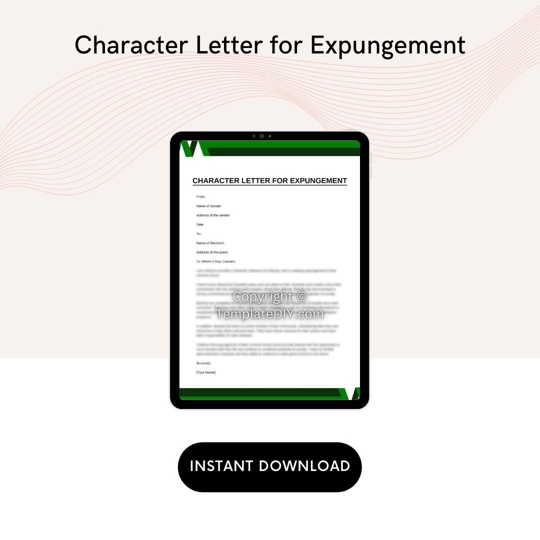 Character Letter for Expungement Sample in Pdf and Word