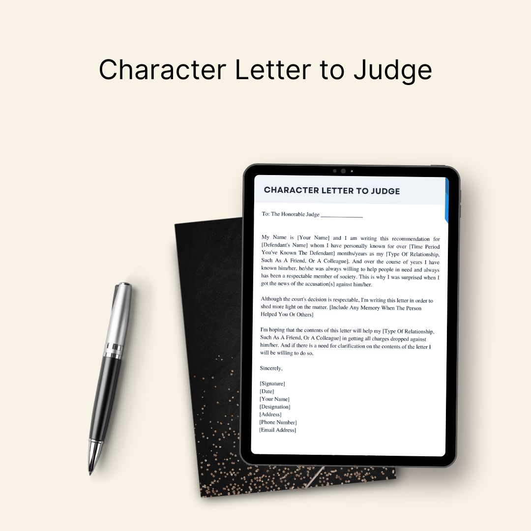 Character Letter to Judge Sample Template in Pdf & Word