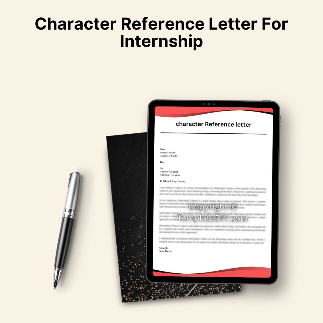 Character Reference Letter For Internship in Pdf and Word