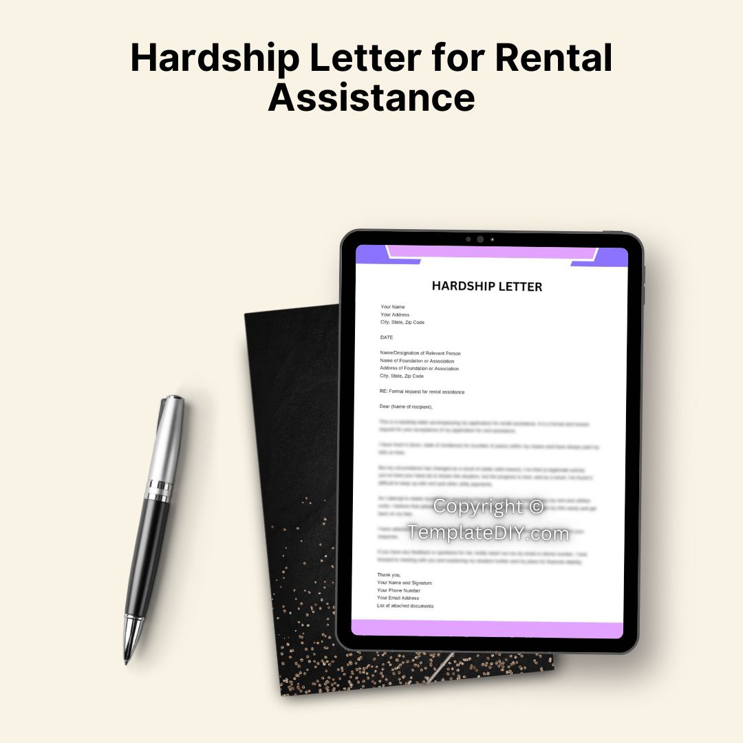 Hardship Letter for Rental Assistance in Pdf and Word Format