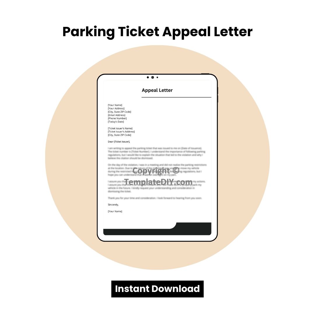 Parking Ticket Appeal Letter Sample Template in Pdf & Word