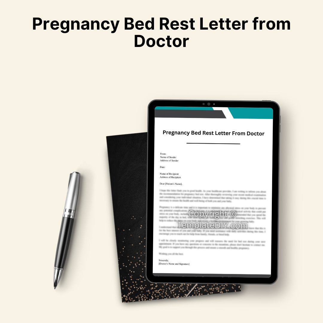 Pregnancy Bed Rest Letter from Doctor in Pdf and Word