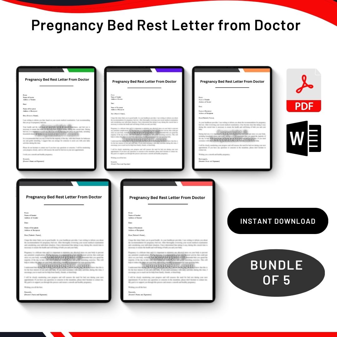 Pregnancy Bed Rest Letter from Doctor in Pdf and Word