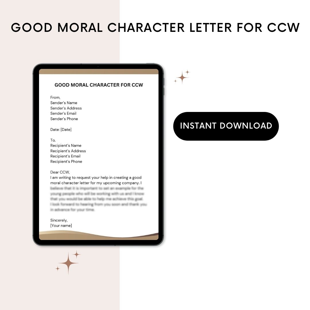 Good Moral Character Letter For CCW Printable Sample in PDF