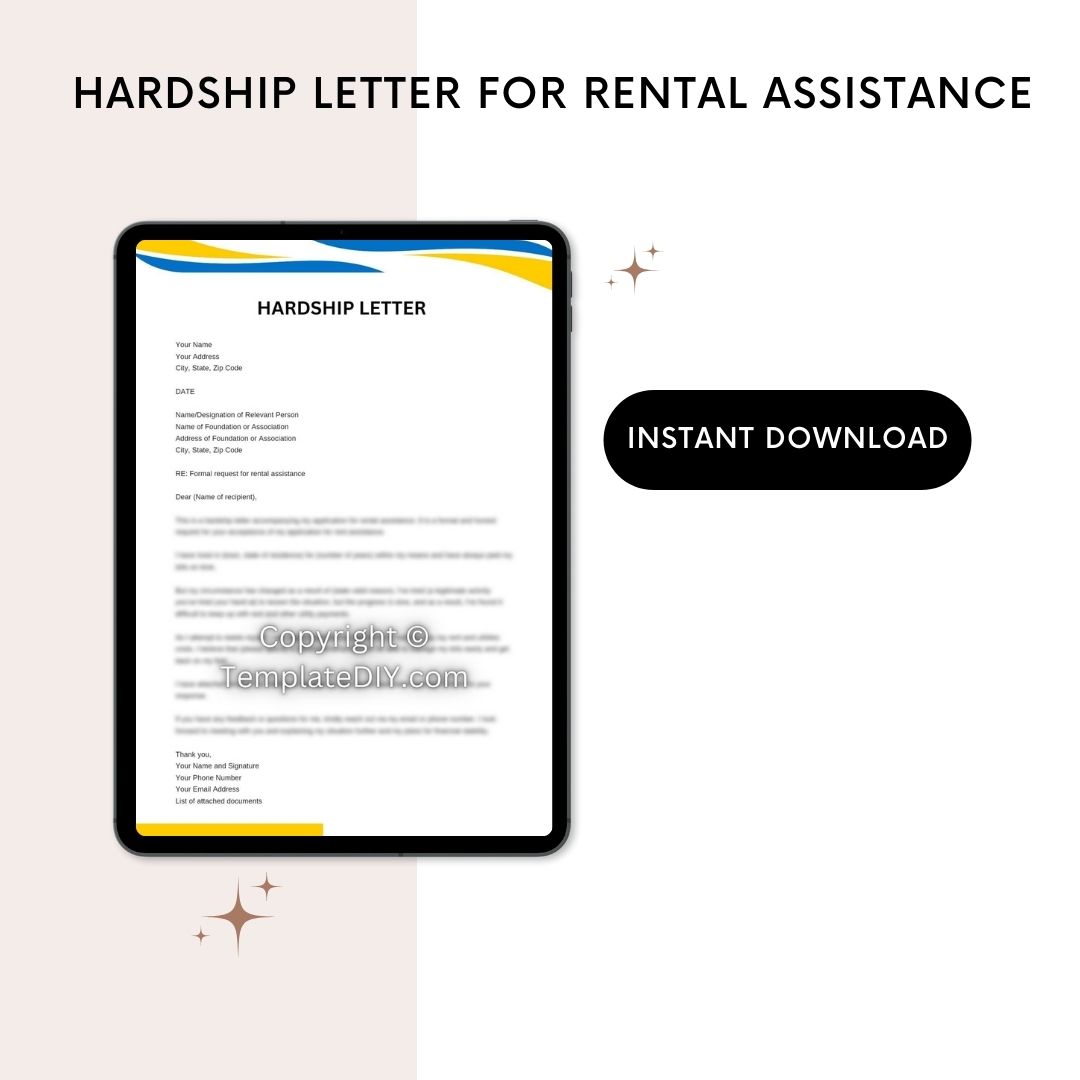 Hardship Letter for Rental Assistance in Pdf and Word Format