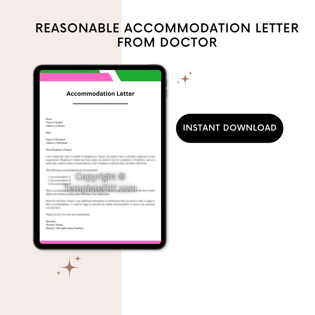 Reasonable Accommodation Letter from Doctor in Pdf and Word