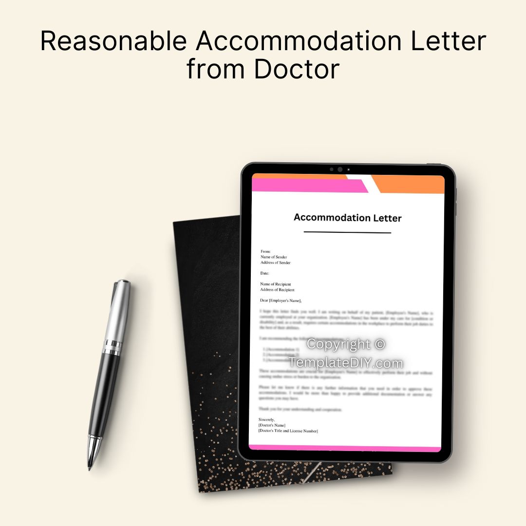 Reasonable Accommodation Letter from Doctor in Pdf and Word