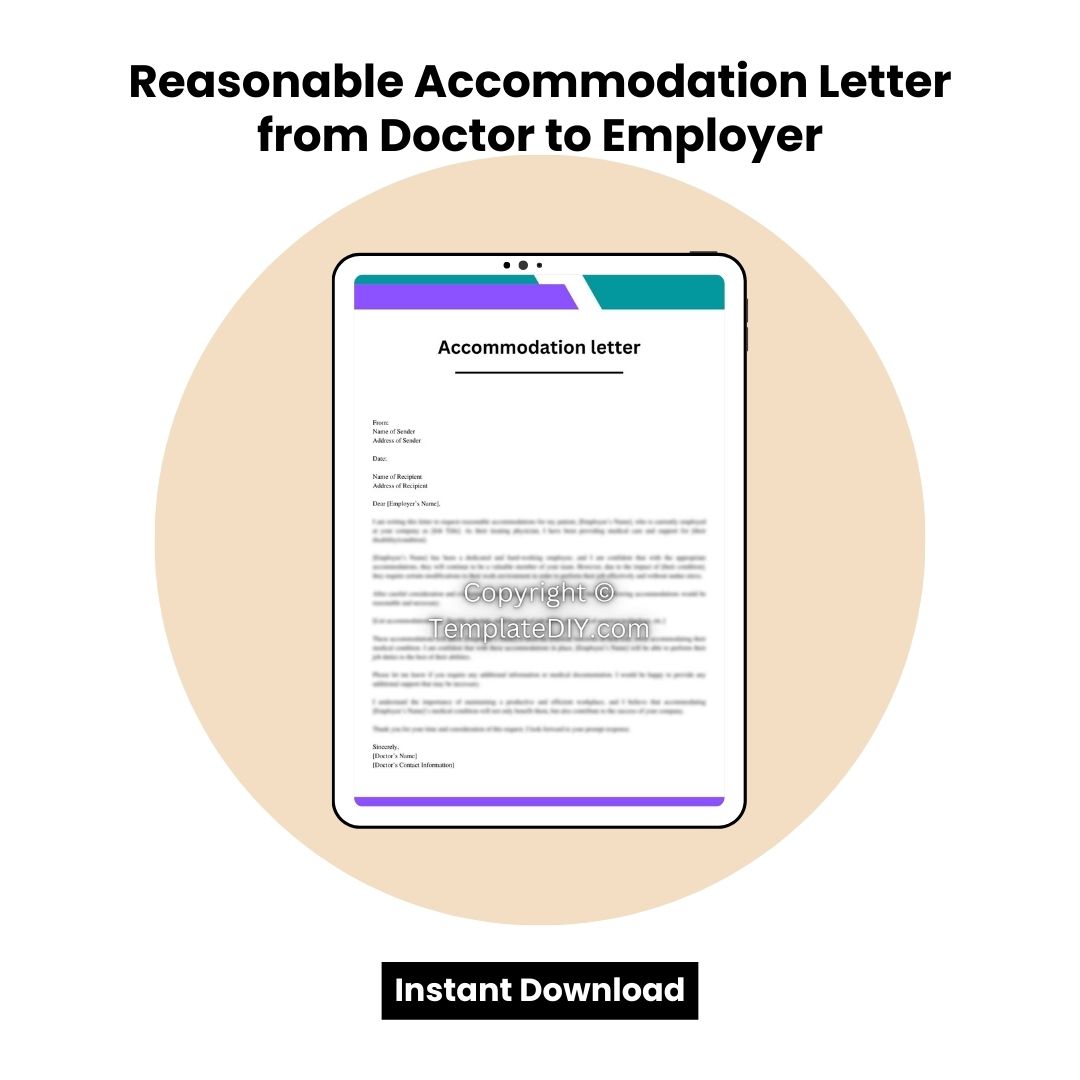 Reasonable Accommodation Letter from Doctor to Employer