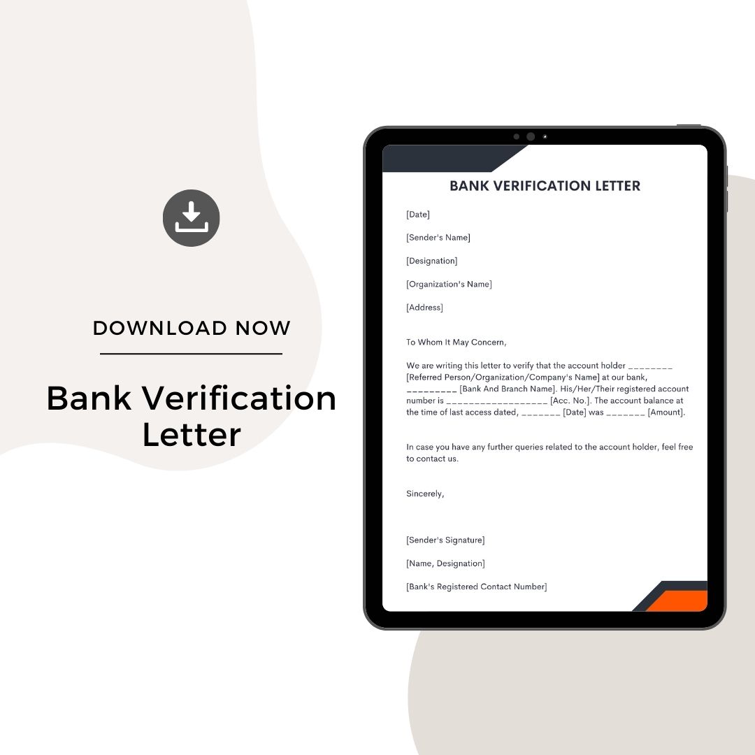 Bank Verification Letter Sample Template in Pdf & Word