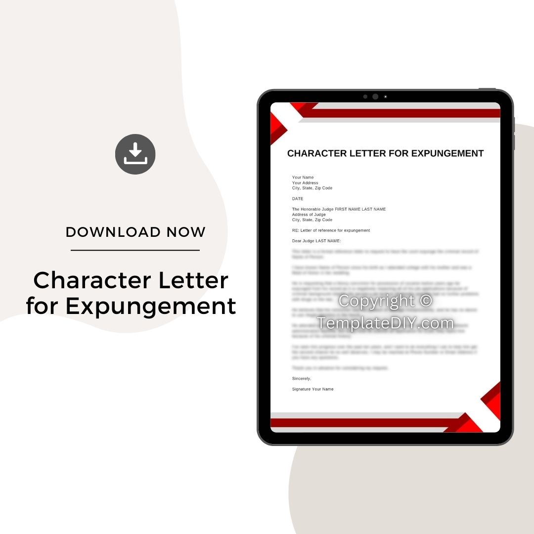 Character Letter for Expungement Sample in Pdf and Word