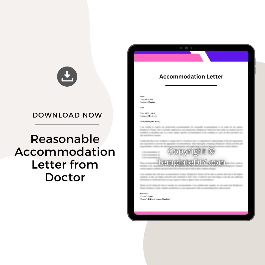 Reasonable Accommodation Letter from Doctor in Pdf and Word